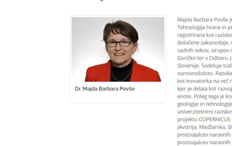 Dr. Majda Barbara Povše, strokovnjakinja na področju živilstva - Mediwa ...